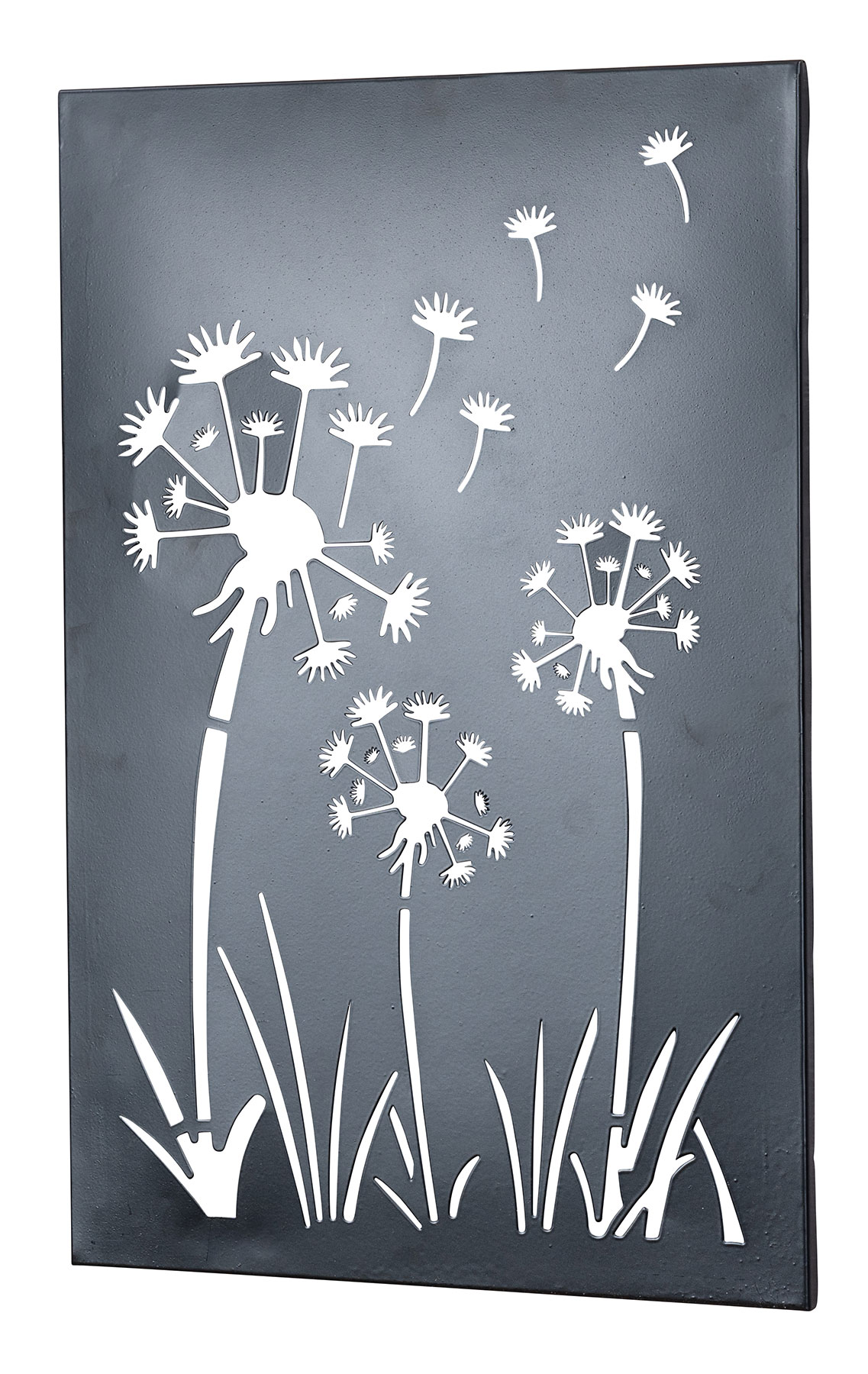 Wandbild Pusteblume H45cm Schwarz Metallbild Wanddeko Metalldeko Schild Blume